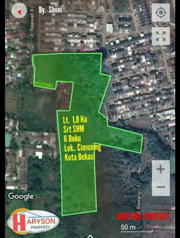 Dijual Tanah 1,8ha - Cimuning Kota Bekasi