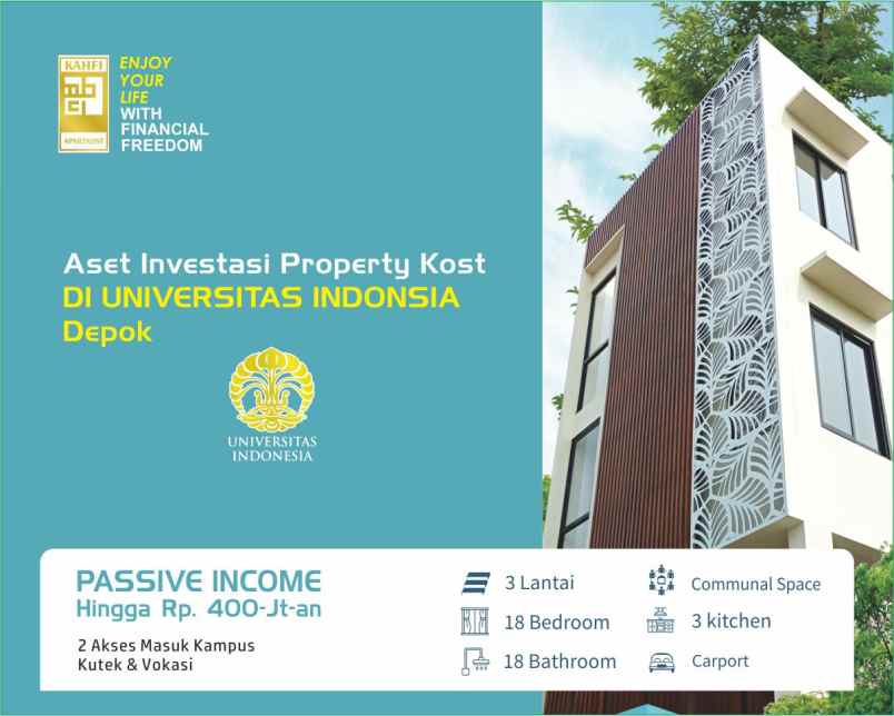 Jual Kost Depok Ui, 15 Kamar Terdekat ke Kampus Ui Kutek dan Vokasi