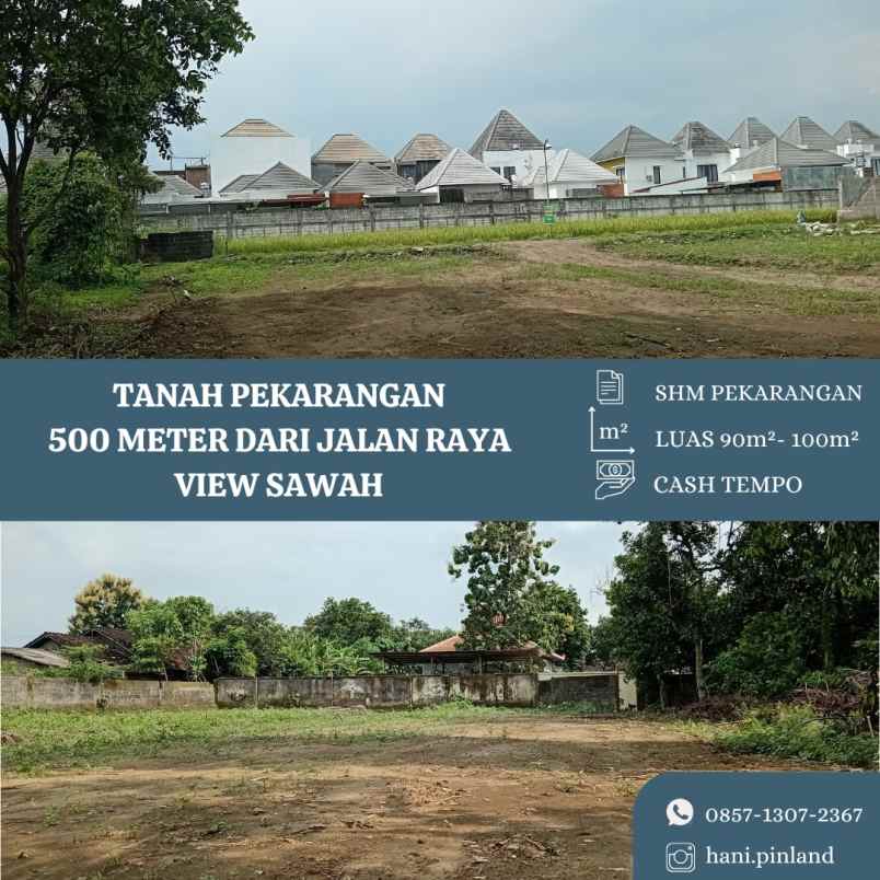 Tanah Pekarangan 500m dari Jalan Raya View Sawah