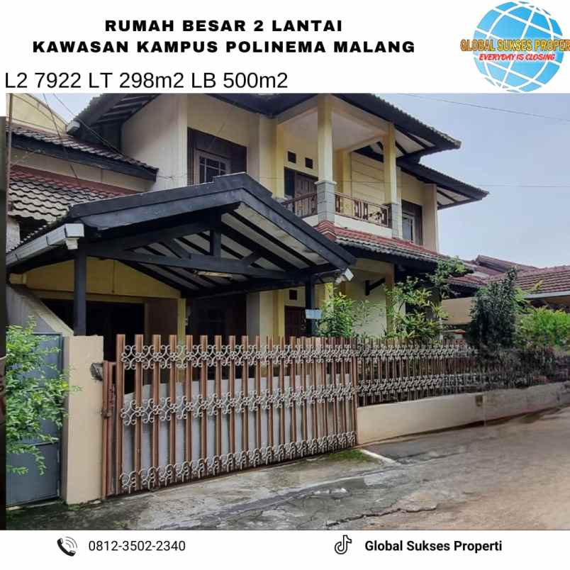 Rumah Elegan Besar Desain Vintage Bagus di Lowokwaru Malang Kota