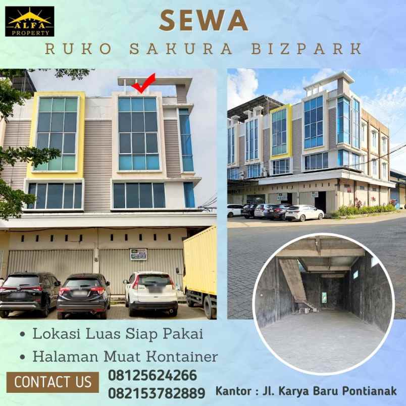 Disewakan Ruko Beton Hook Sakura Bizpark Adisucipto Pontianak