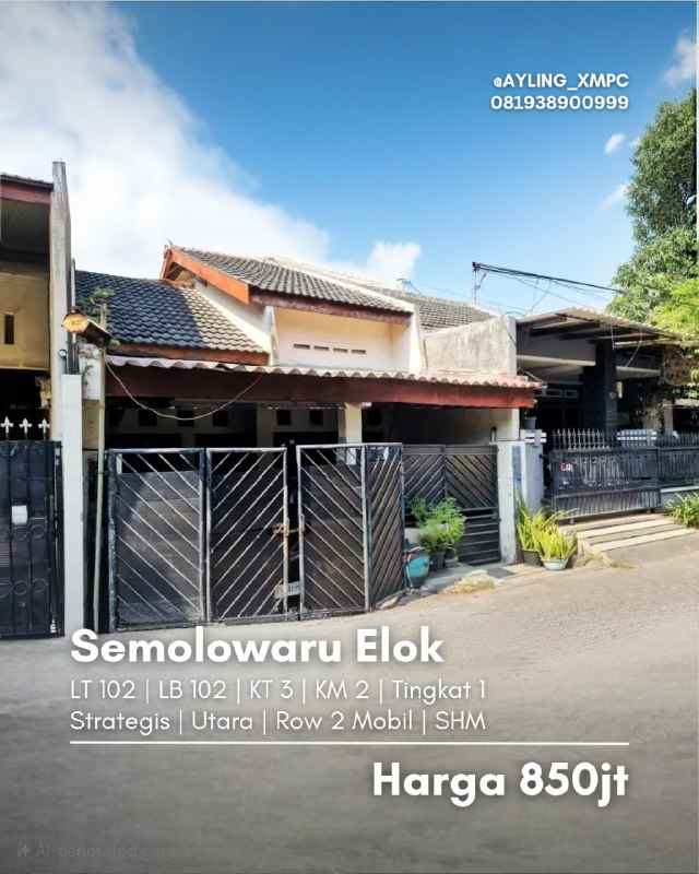 Rumah Semolowaru Elok STRATEGIS, ROW Jalan 2 Mobil